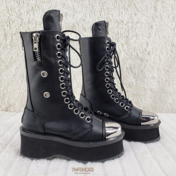 Demonia | Shoes | Gravedigger Unisex Chrome Toe Cap Platform Combat ...